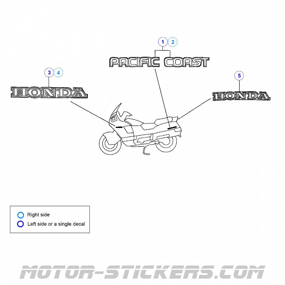 Honda PC 800 Pacific Coast 1989 decals