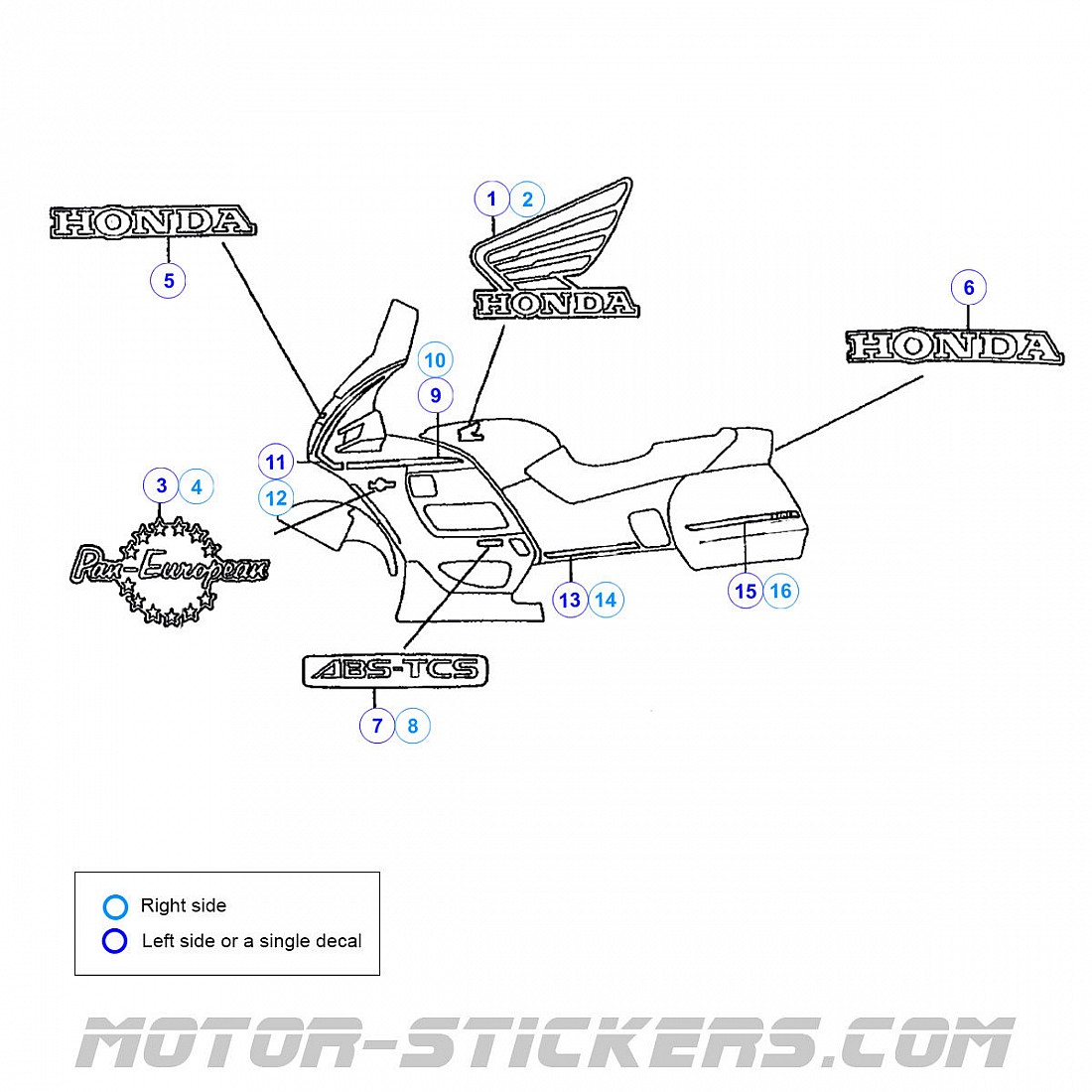 Honda ST 1100 Pan European 1992 decals