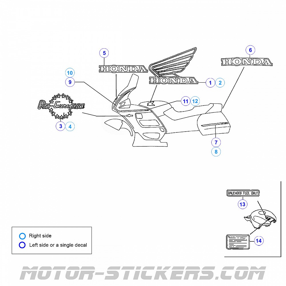 Honda ST 1100 Pan European 1993-1995 decals