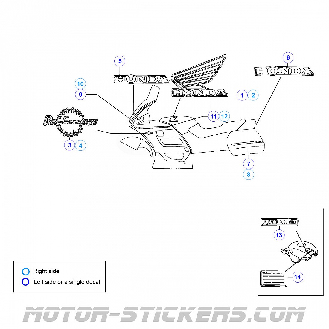 Honda ST 1100 Pan European 1993-1995 decals