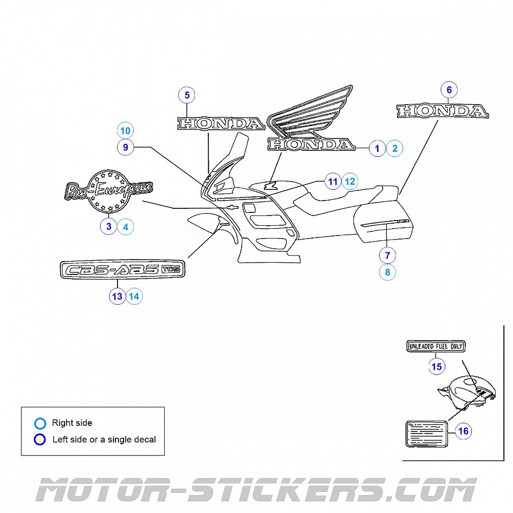 Honda ST 1100 Pan European 1996-1999 decals