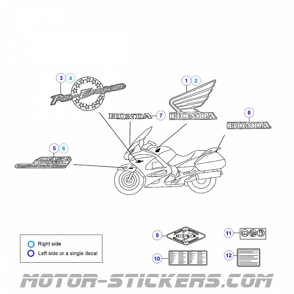 Honda ST 1300 Pan European 2002 decals