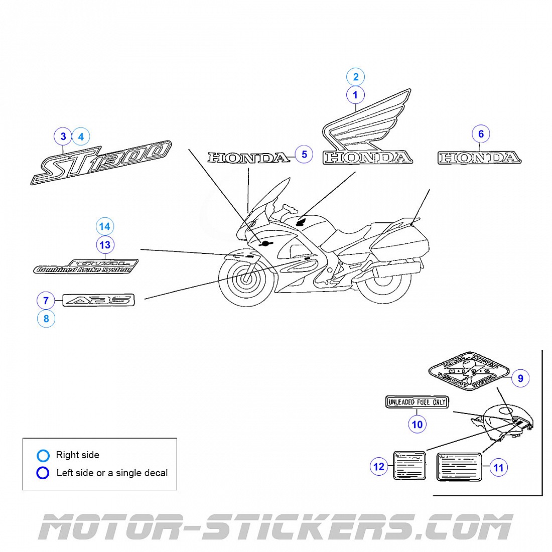 Honda ST 1300 Pan European 2008 decals