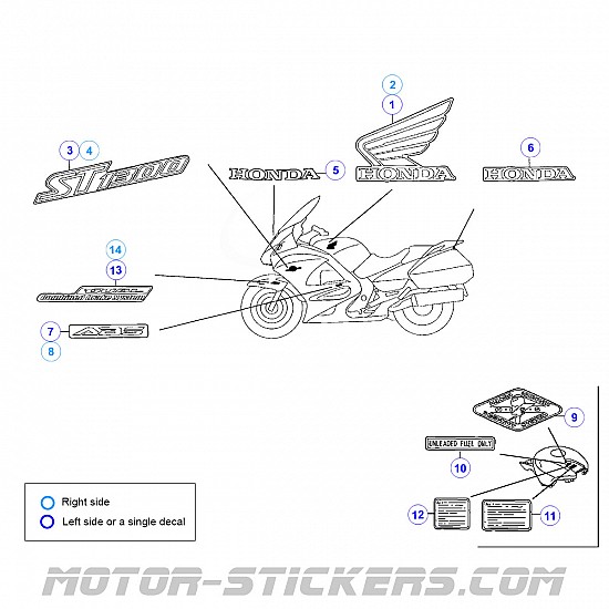 Honda ST 1300 Pan European 2008 decals
