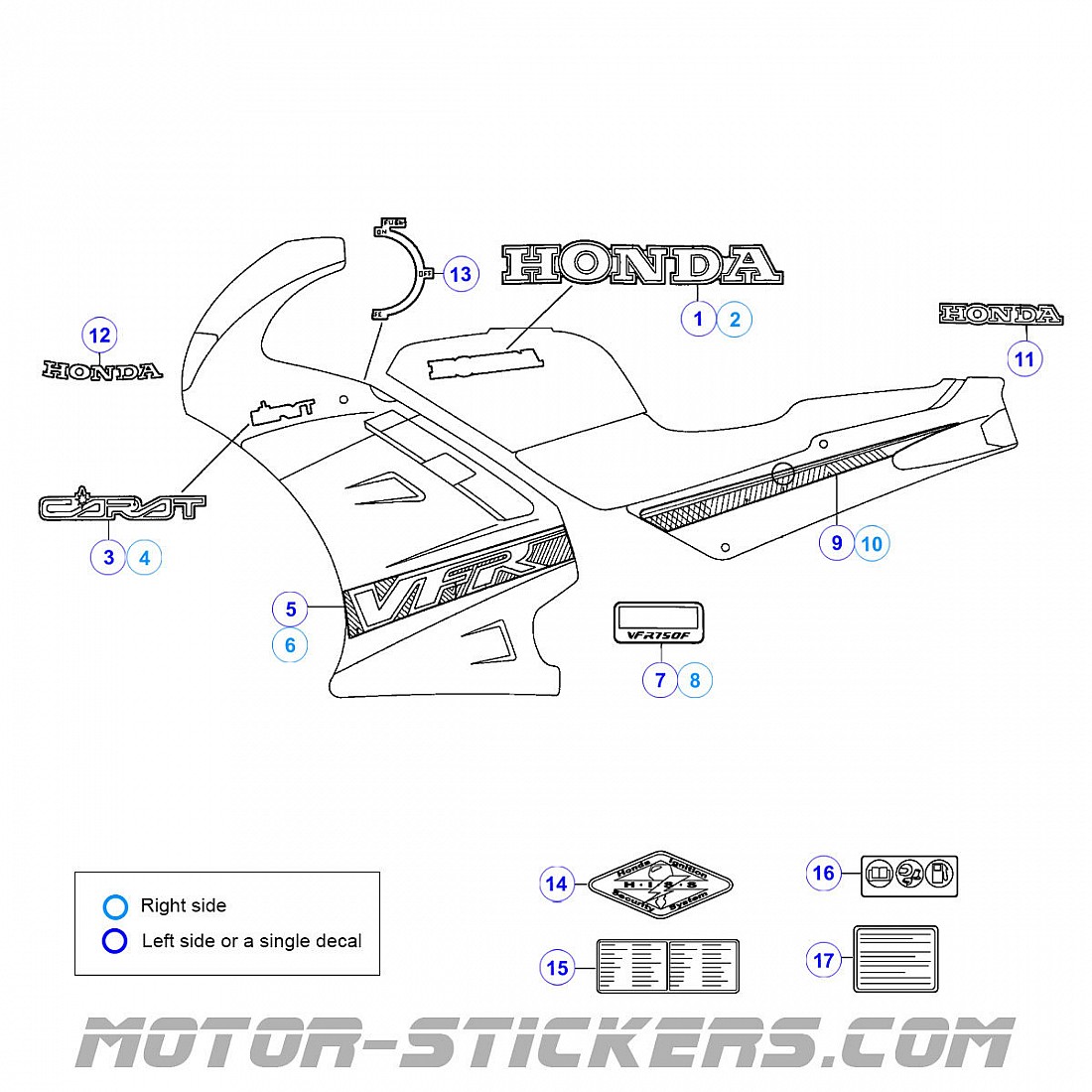 Honda VFR 750F 1993 decals
