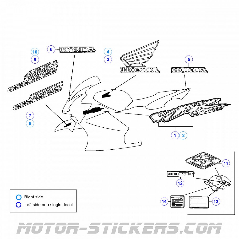 Honda VFR 800 V-TEC 2002-2003 decals