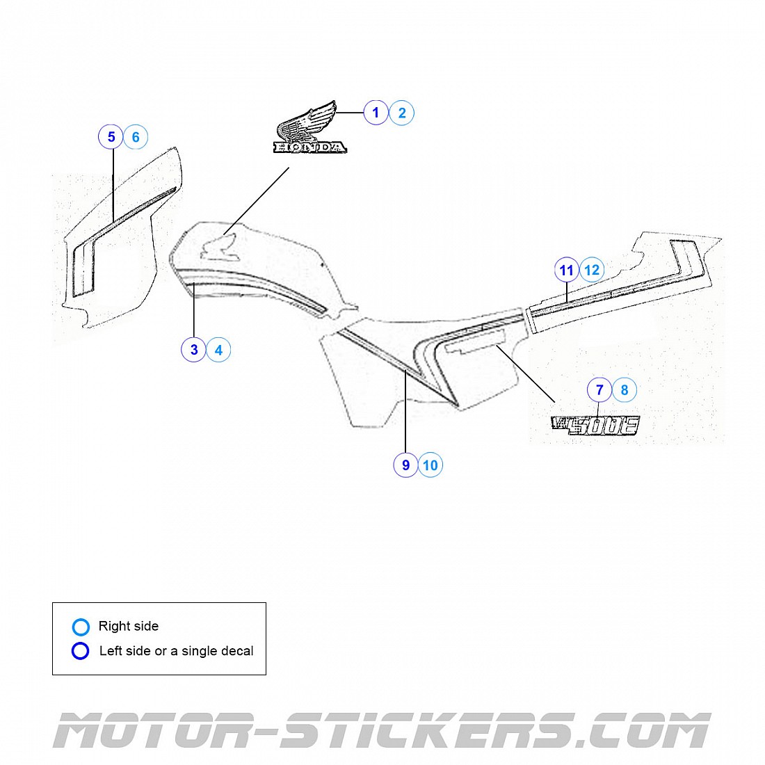 Honda VT 500E 1983 decals