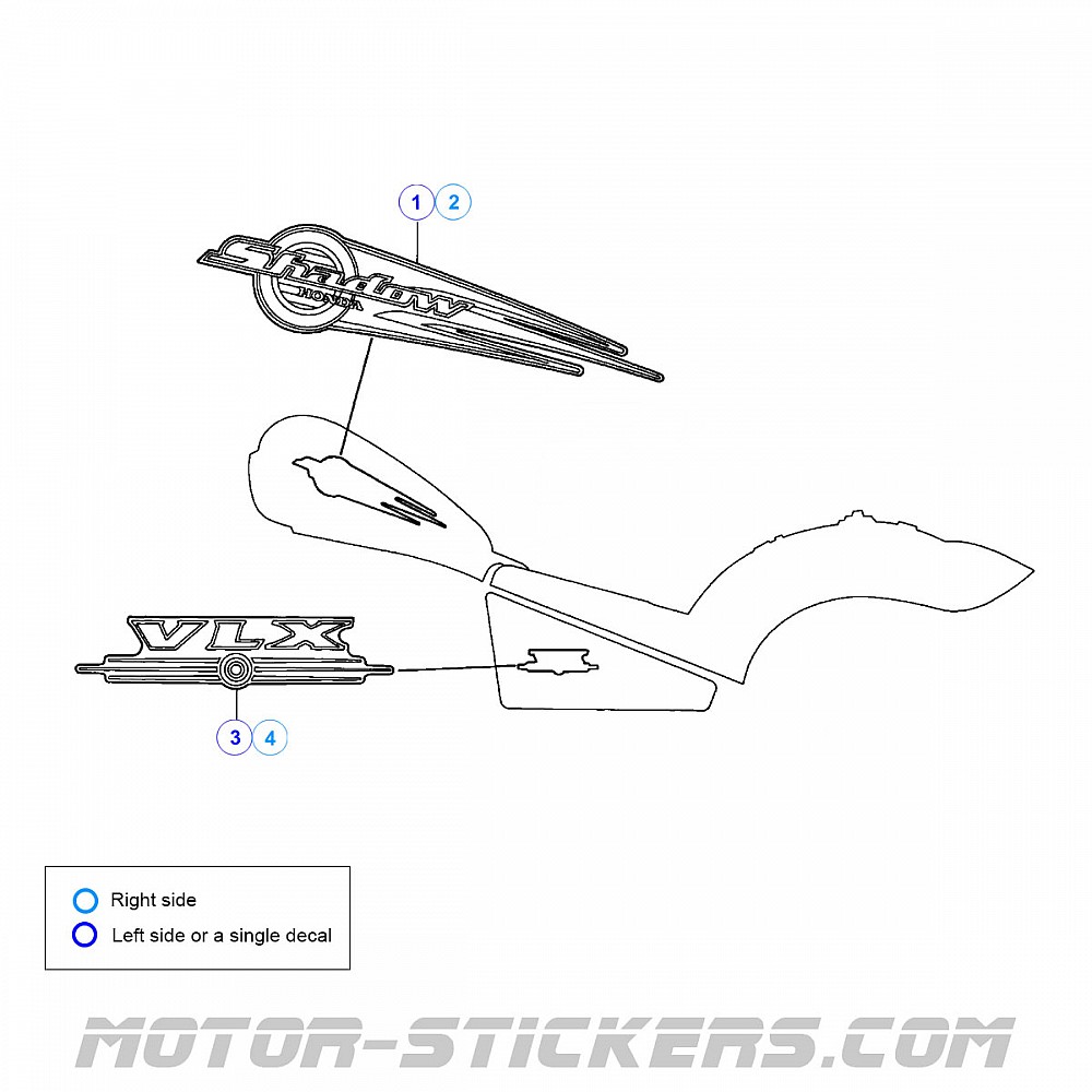 Honda VT 600 Shadow VLX 2001-2003 decals