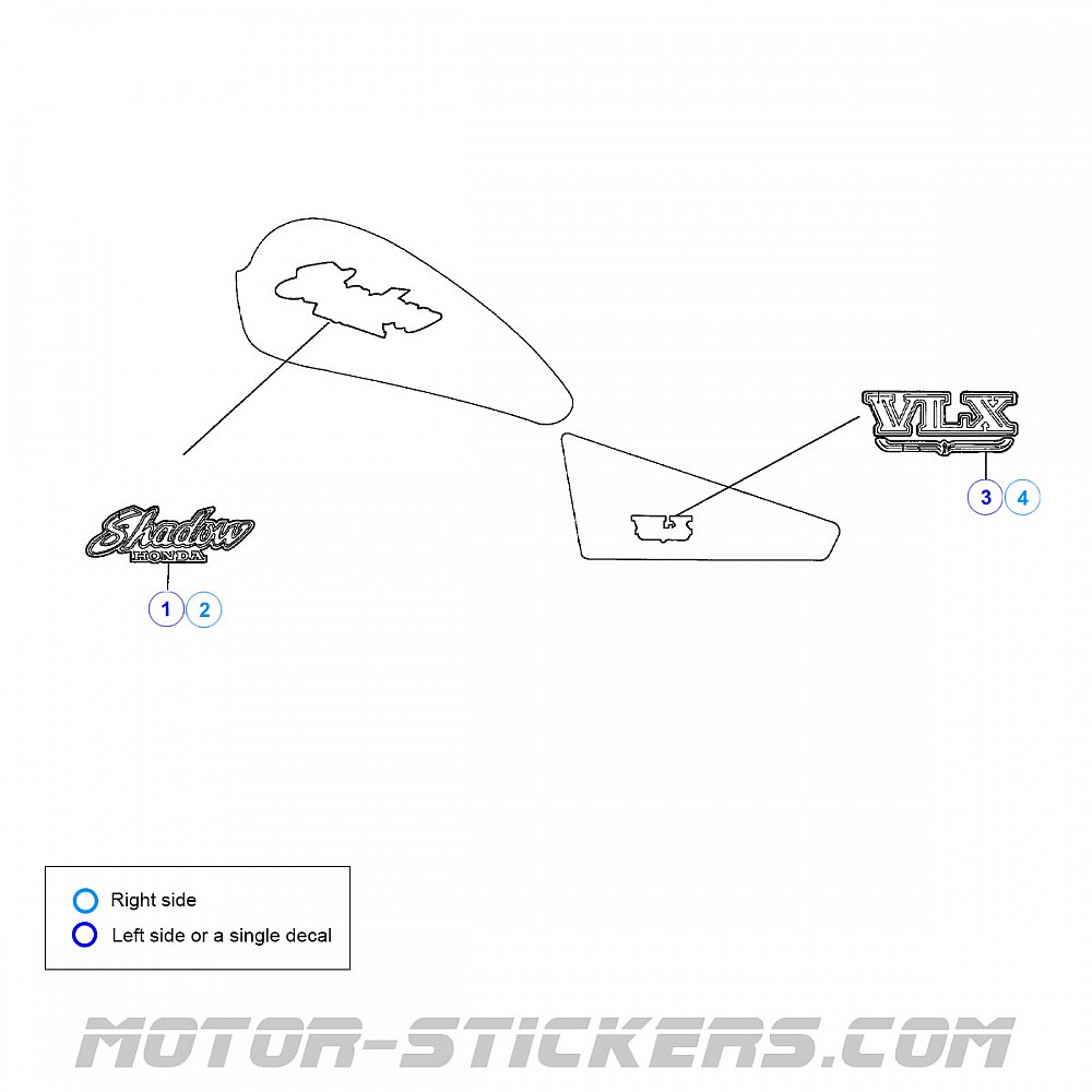 Honda VT 600 Shadow 1988-1991 decals