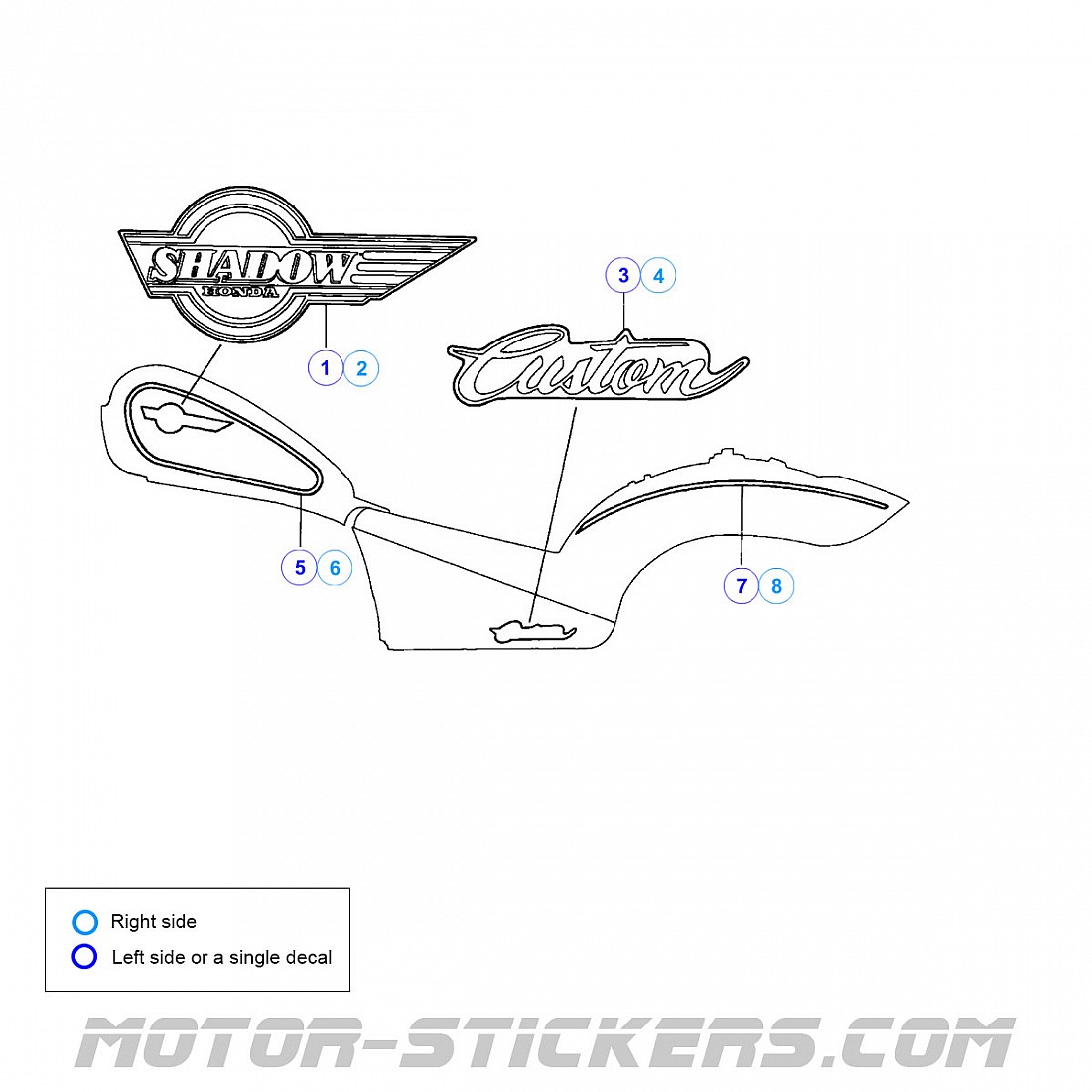 Honda VT 600 Shadow 1995 decals