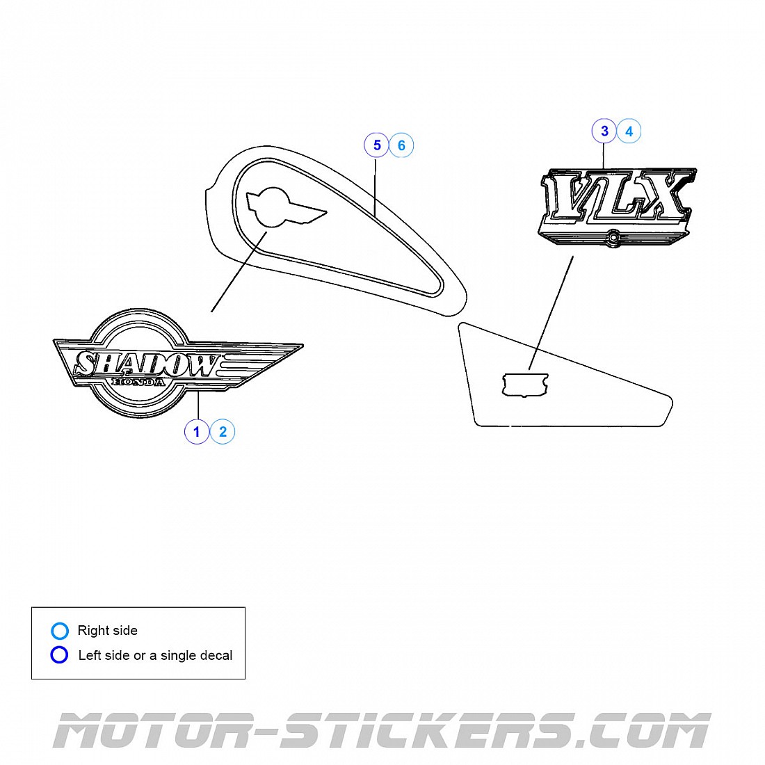 Honda VT 600 Shadow VLX 1993-1995 decals