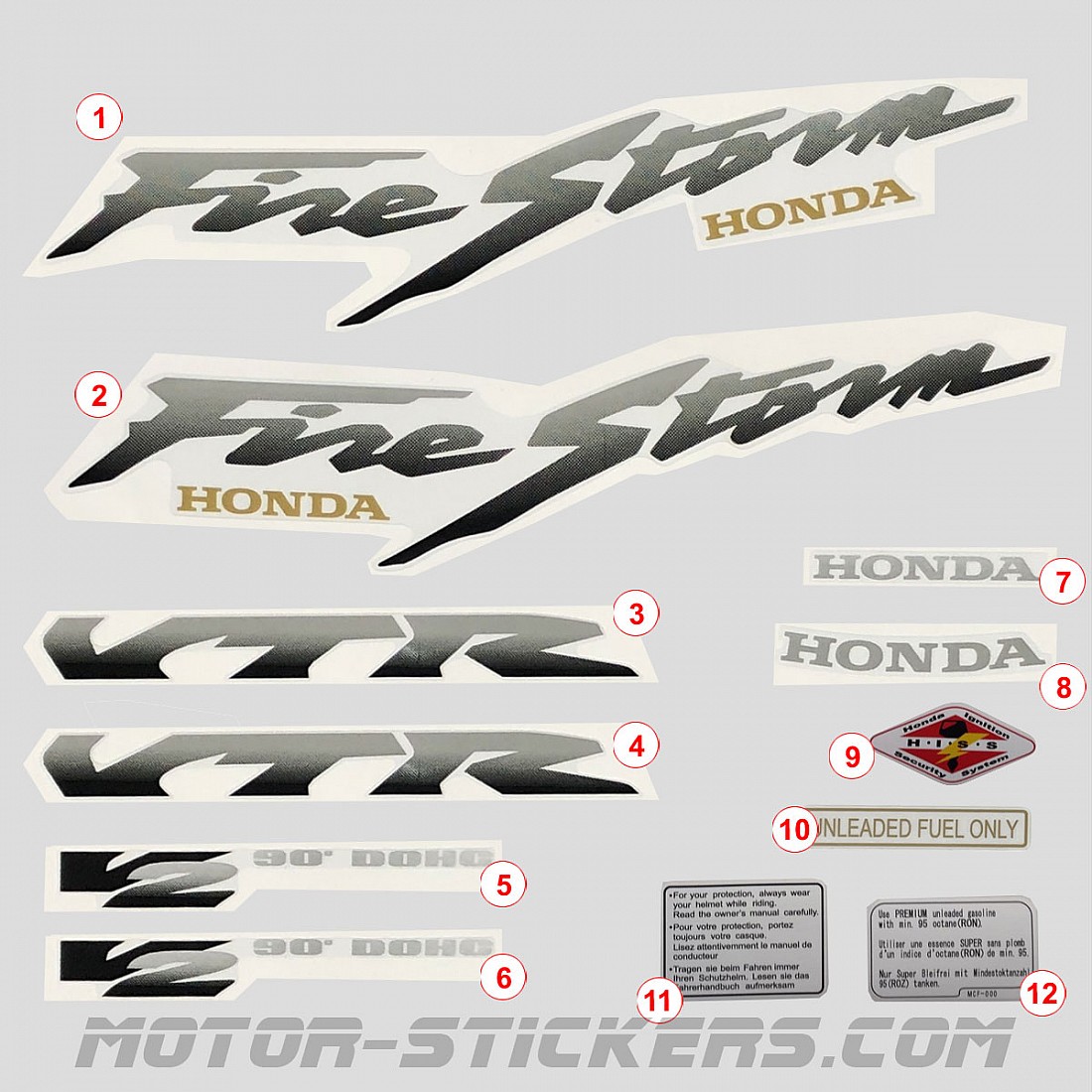 Honda VTR 1000F FireStorm 1997-2000 decals
