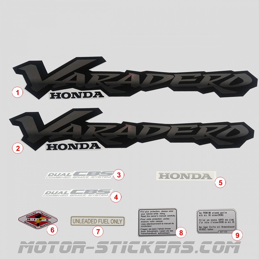 Honda XL 1000V Varadero 2002 Decals Honda XL 1000V Varadero 2002 Decals
