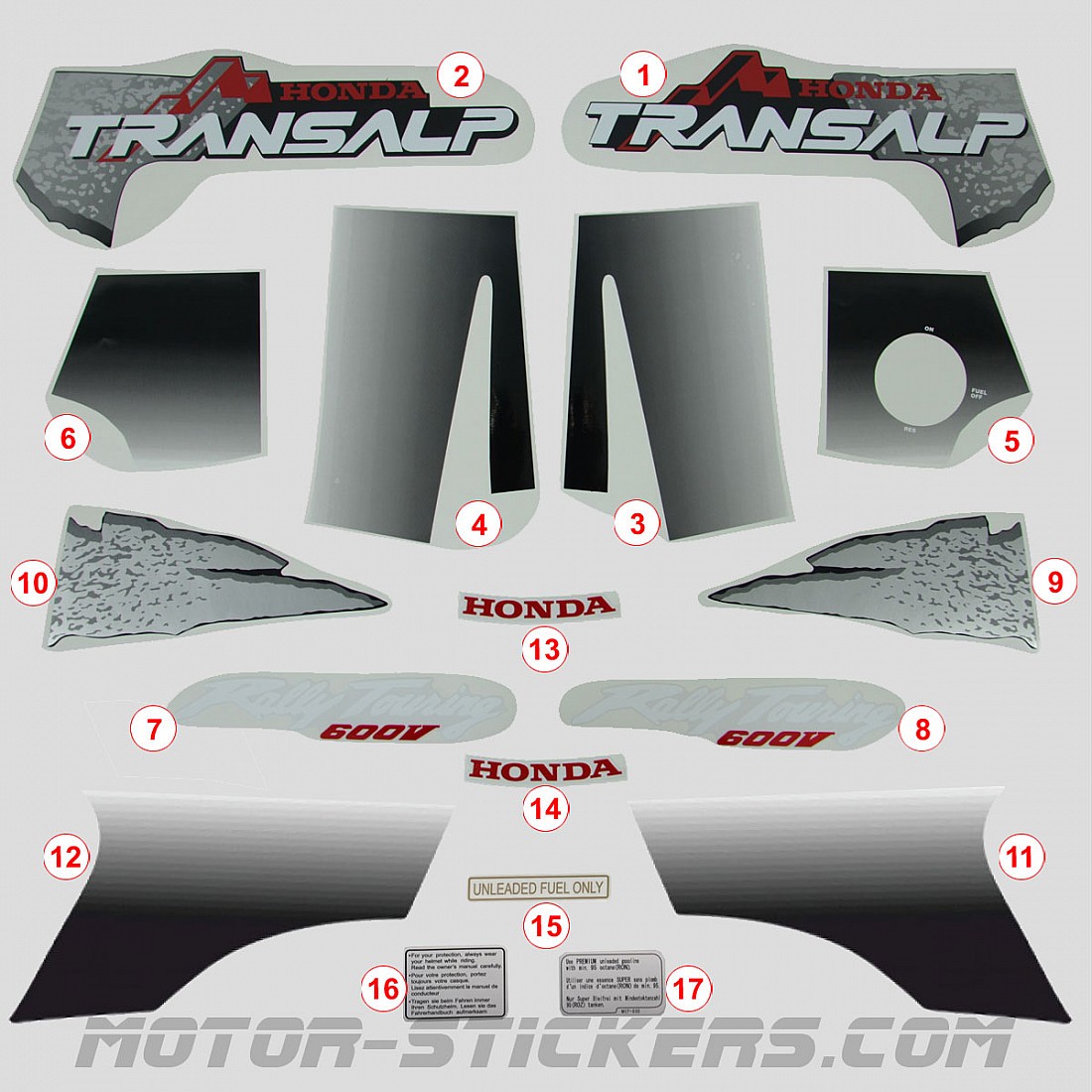 Honda XL 600V Transalp 1997-1999 decals
