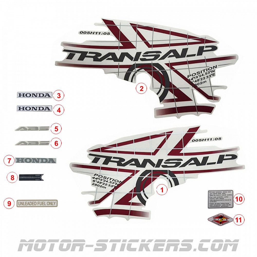Honda XL 700V Transalp 2010 decals
