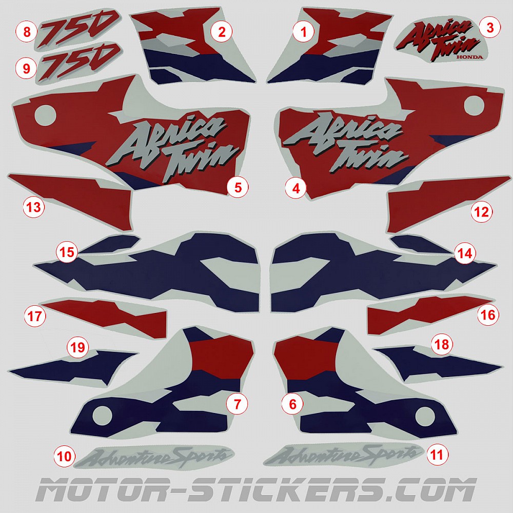 Honda XRV 750 Africa Twin 1998 decals