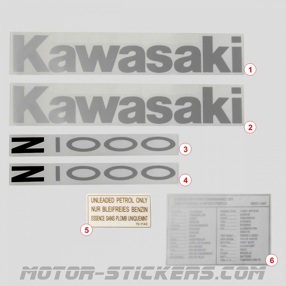Kawasaki Z1000 2004 autocollants