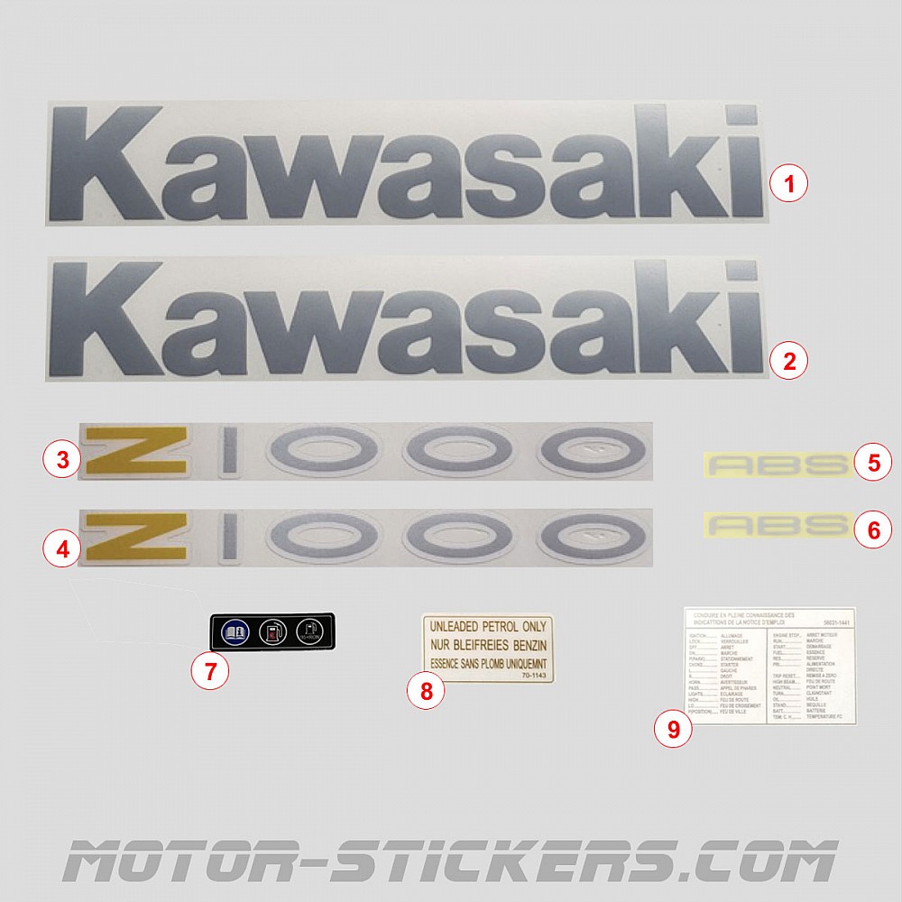 Kawasaki Z1000 2007 decals