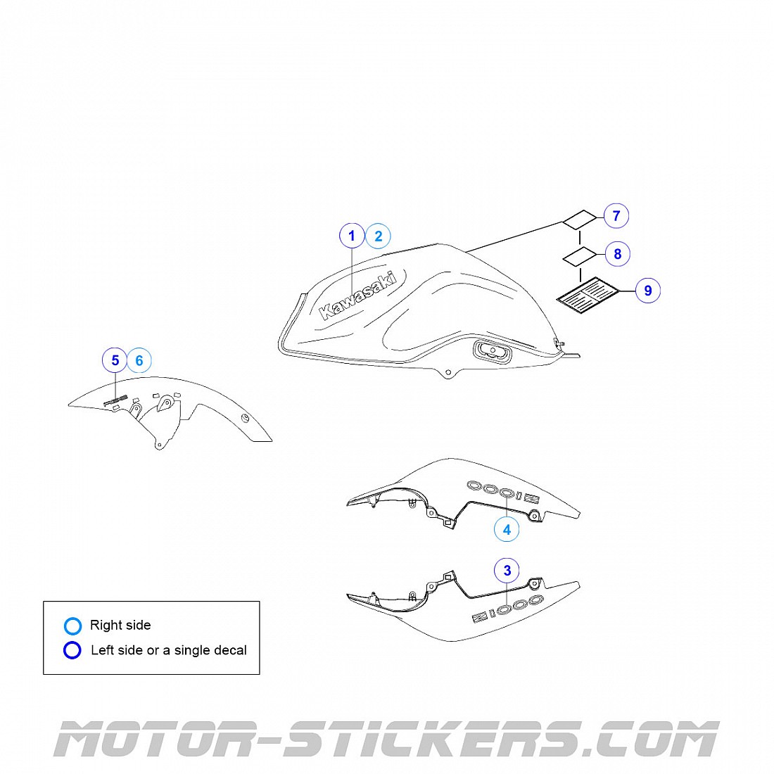 Kawasaki Z1000 2009 pegatinas