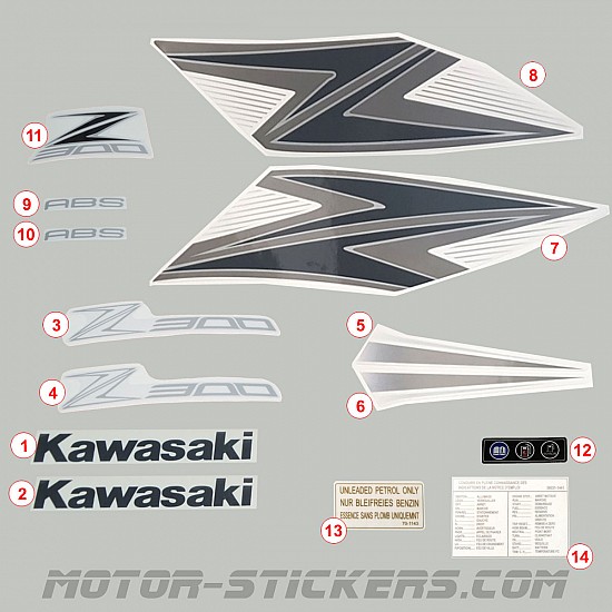 Kawasaki Z300 2015 decals