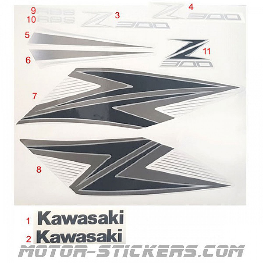 Kawasaki Z300 2015 decals