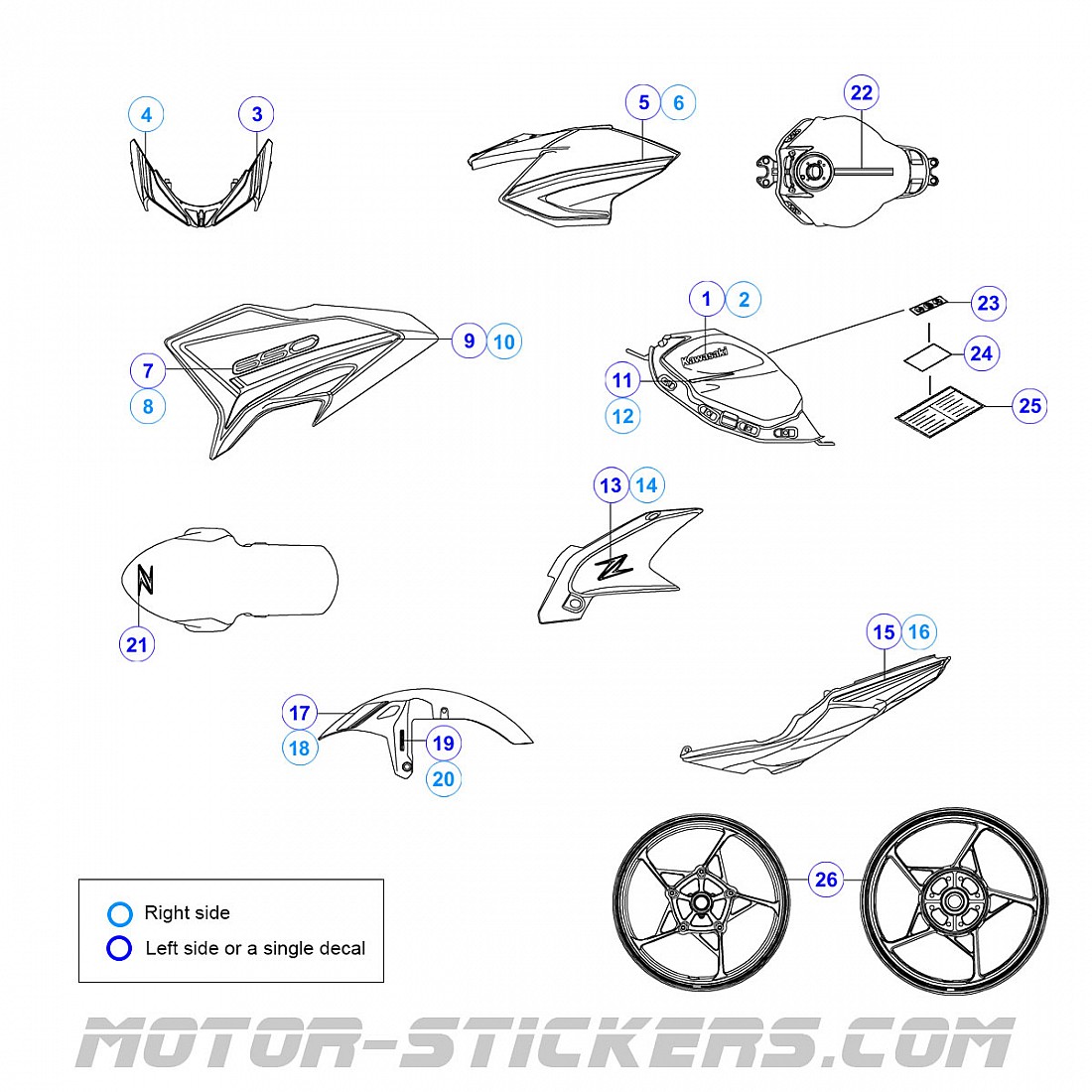 Kawasaki Z650 2020-2021 decals