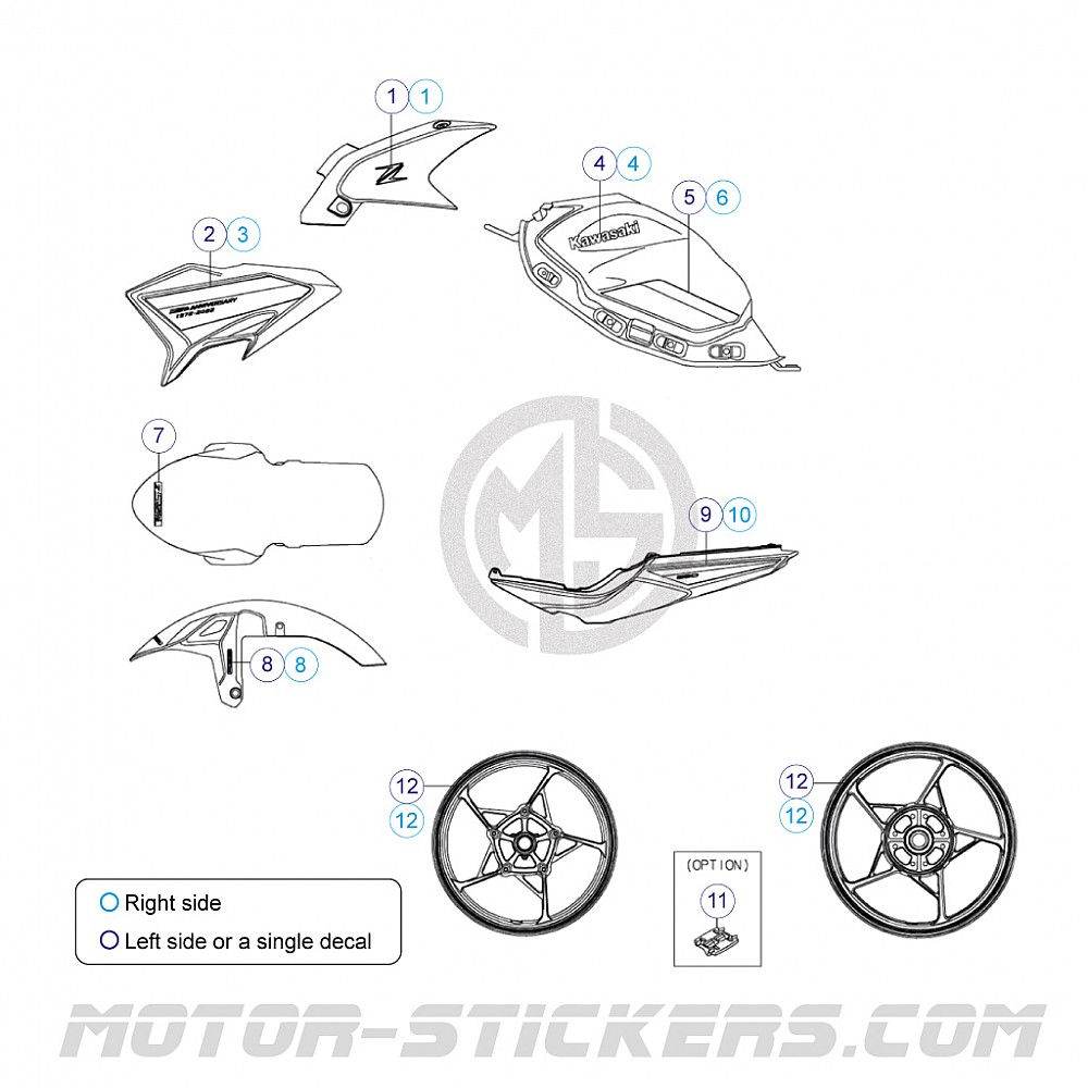 Kawasaki Z650 2022 Decals