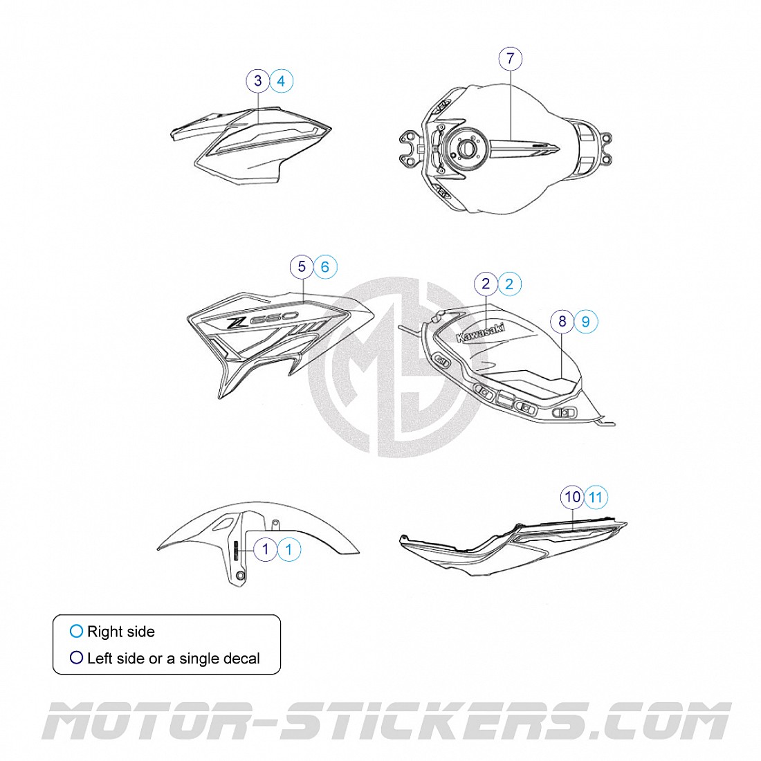Kawasaki Z650 2024 decals
