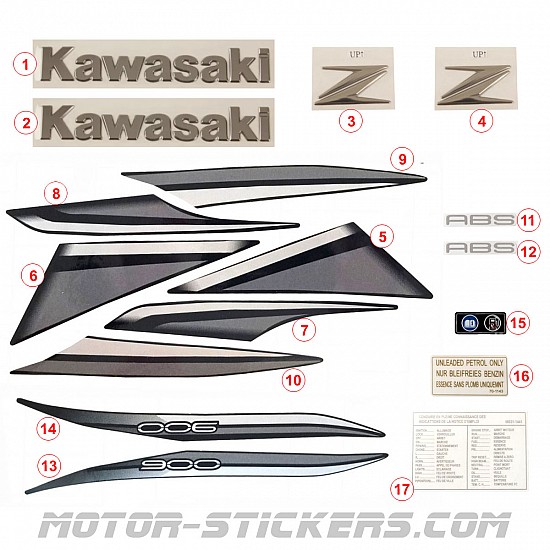 Kawasaki Z900 2017 decals