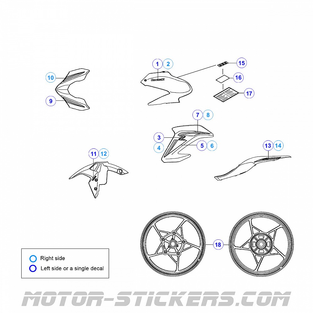 Kawasaki Z900 2017-2018 decals