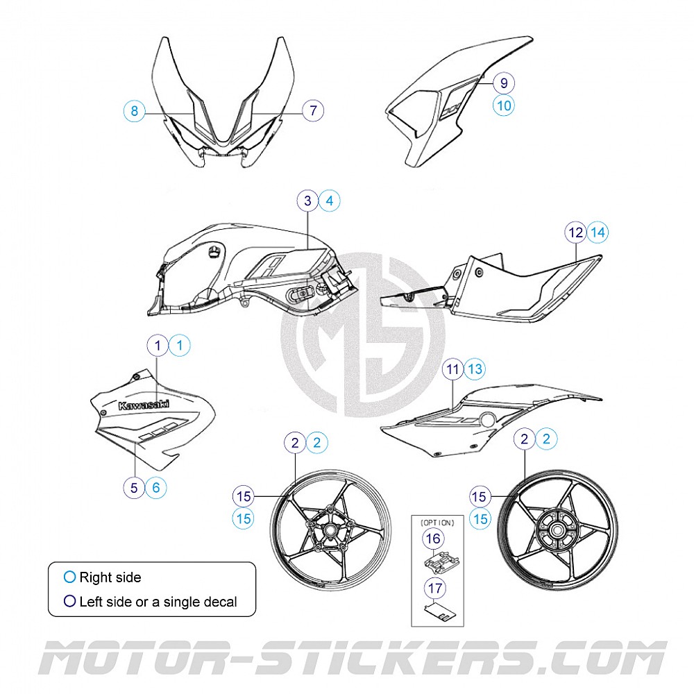 Kawasaki Z900 2025 decals