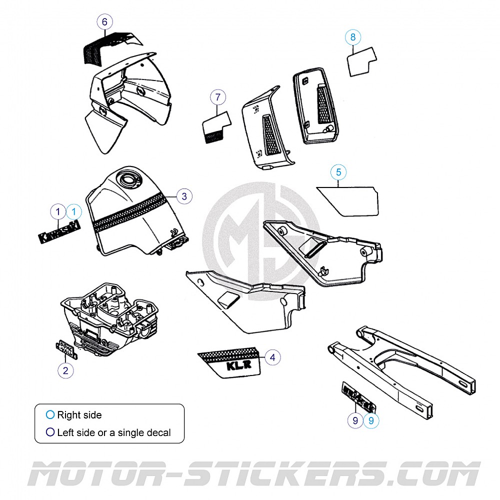 Kawasaki KLR 650 1990 decals