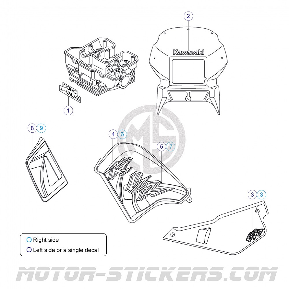 Kawasaki KLR 650 2002 decals
