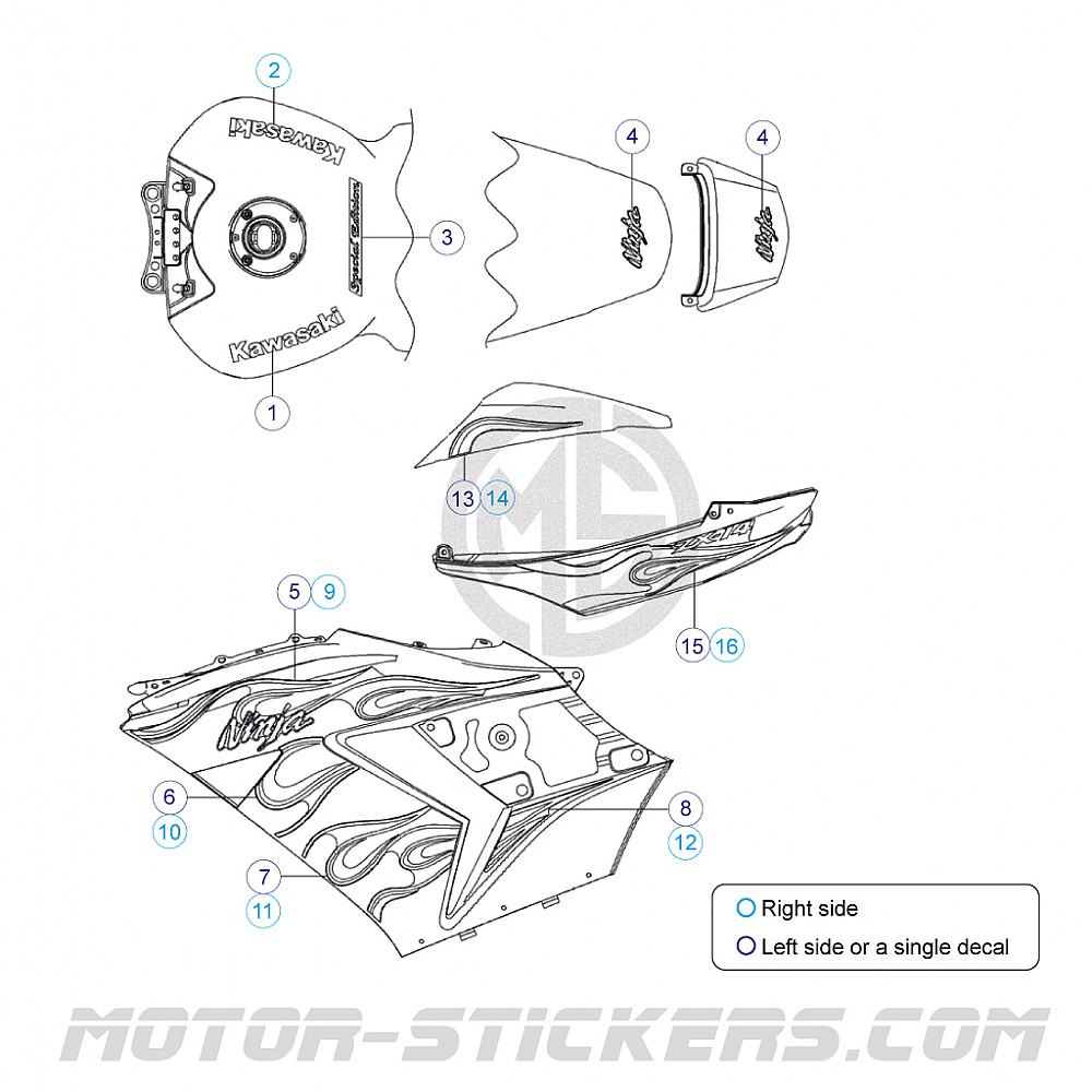 Kawasaki Ninja ZX-14 Special Edition 2007 decals
