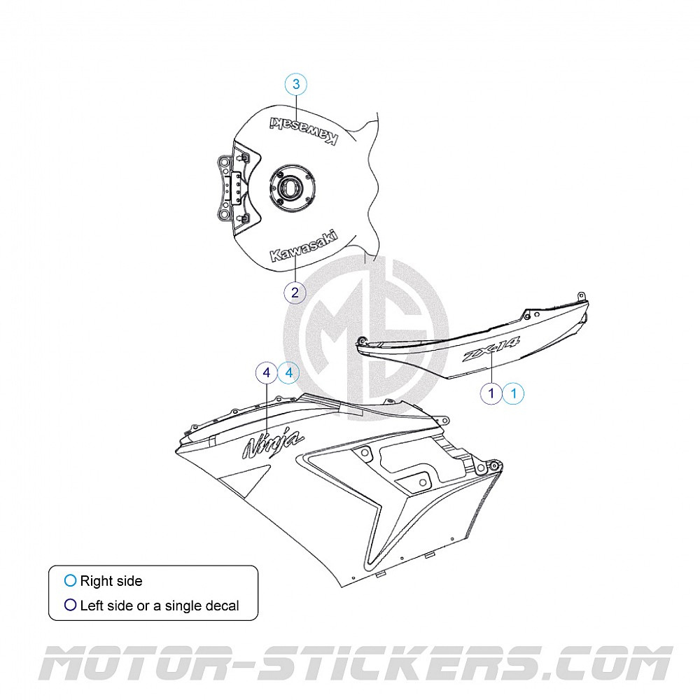 Kawasaki Ninja ZX-14 2008 decals