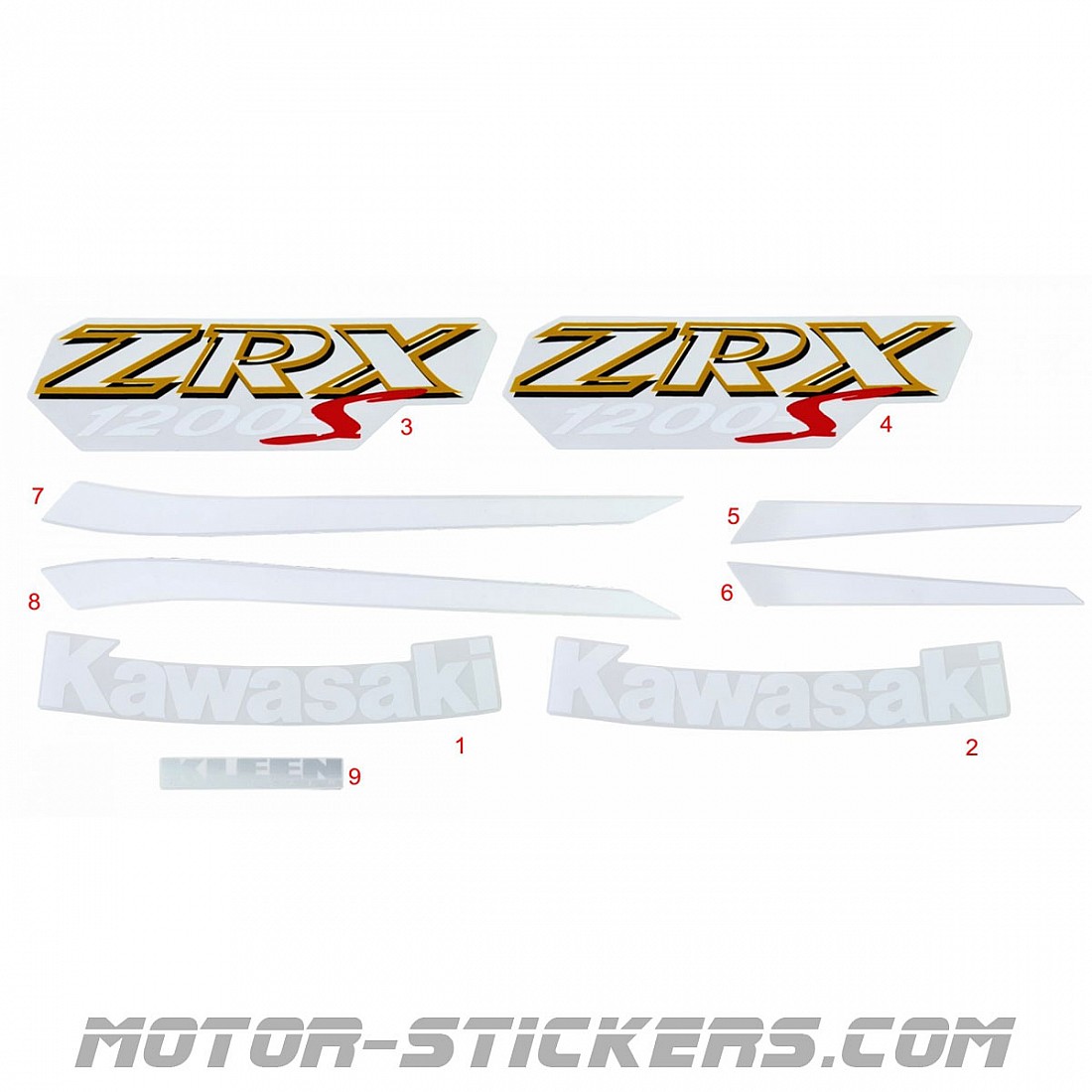 Kawasaki ZRX 1200 2001 decals