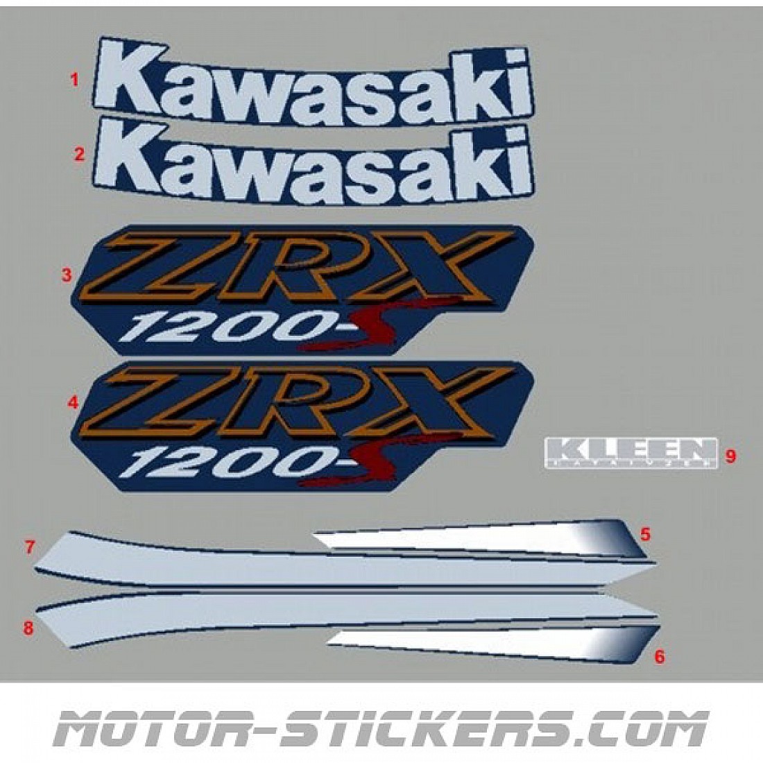 Kawasaki ZRX 1200 2001 decals