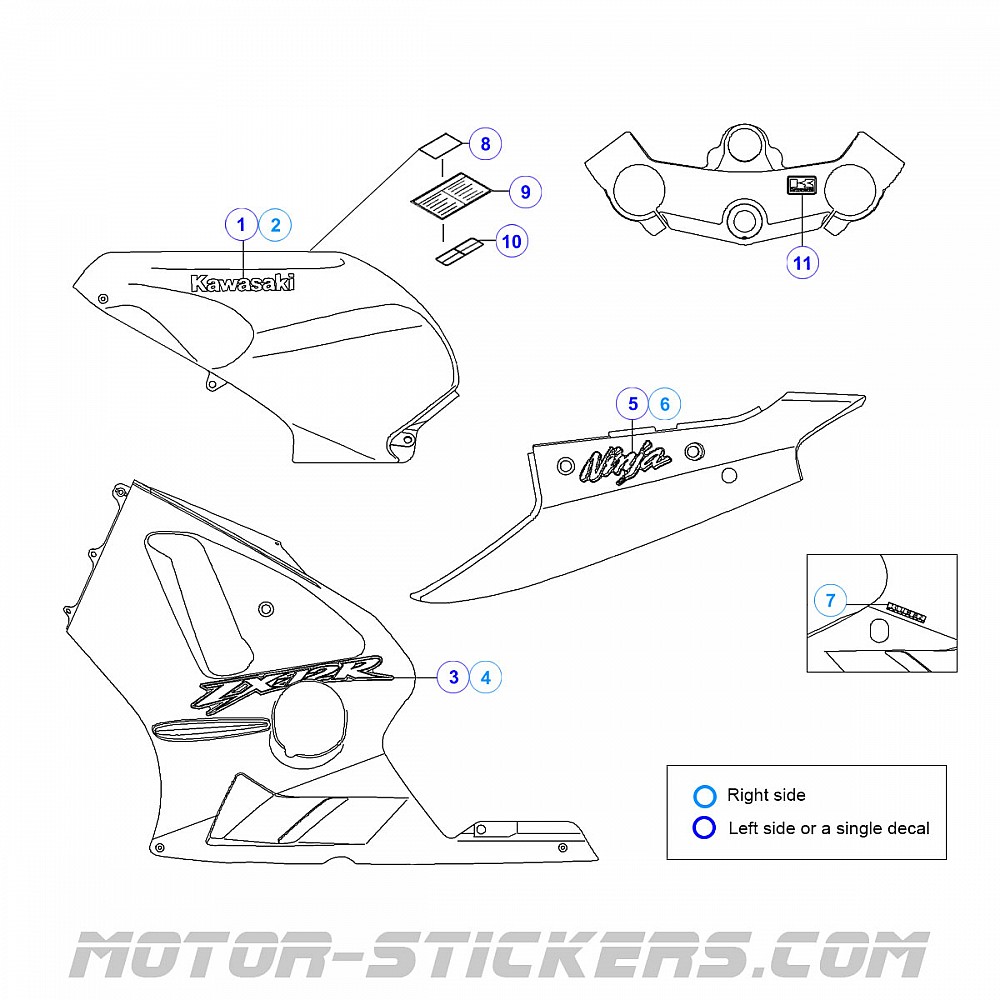 Kawasaki ZX-12R 2004-2005 decals