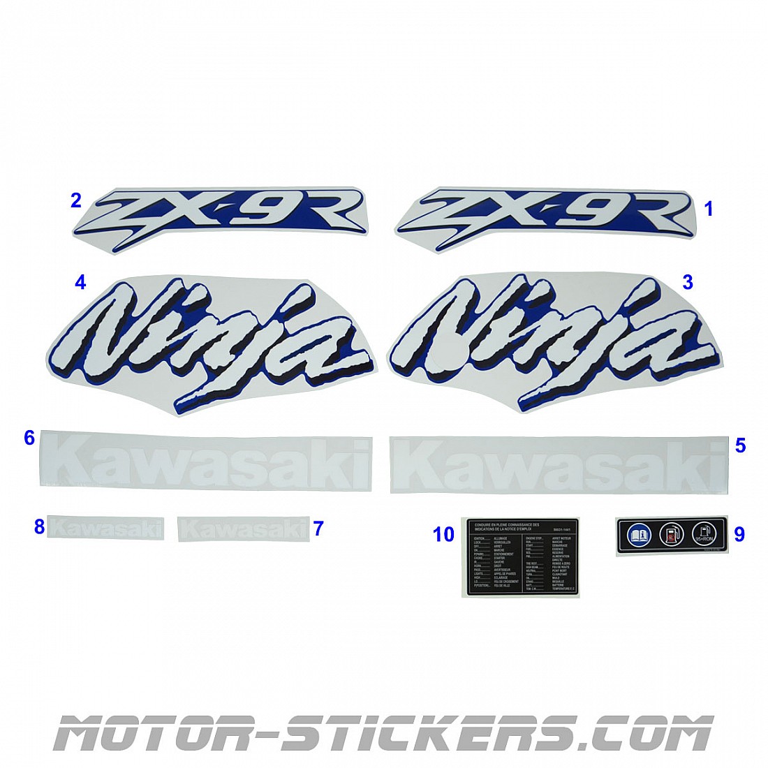 Kawasaki ZX-9R '98-1999 decals