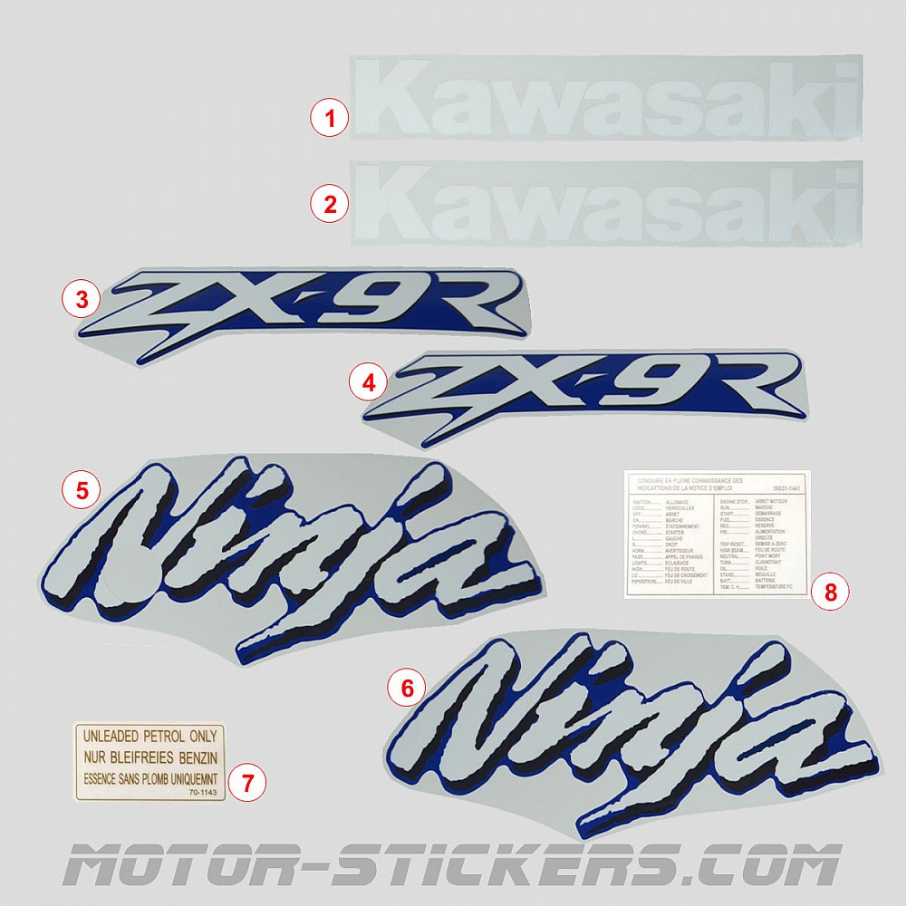 Kawasaki ZX-9R 1998 decals