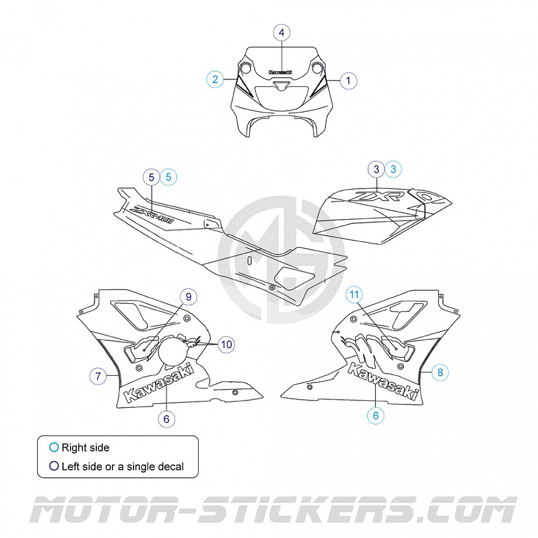 Kawasaki ZXR 400 1993 decals
