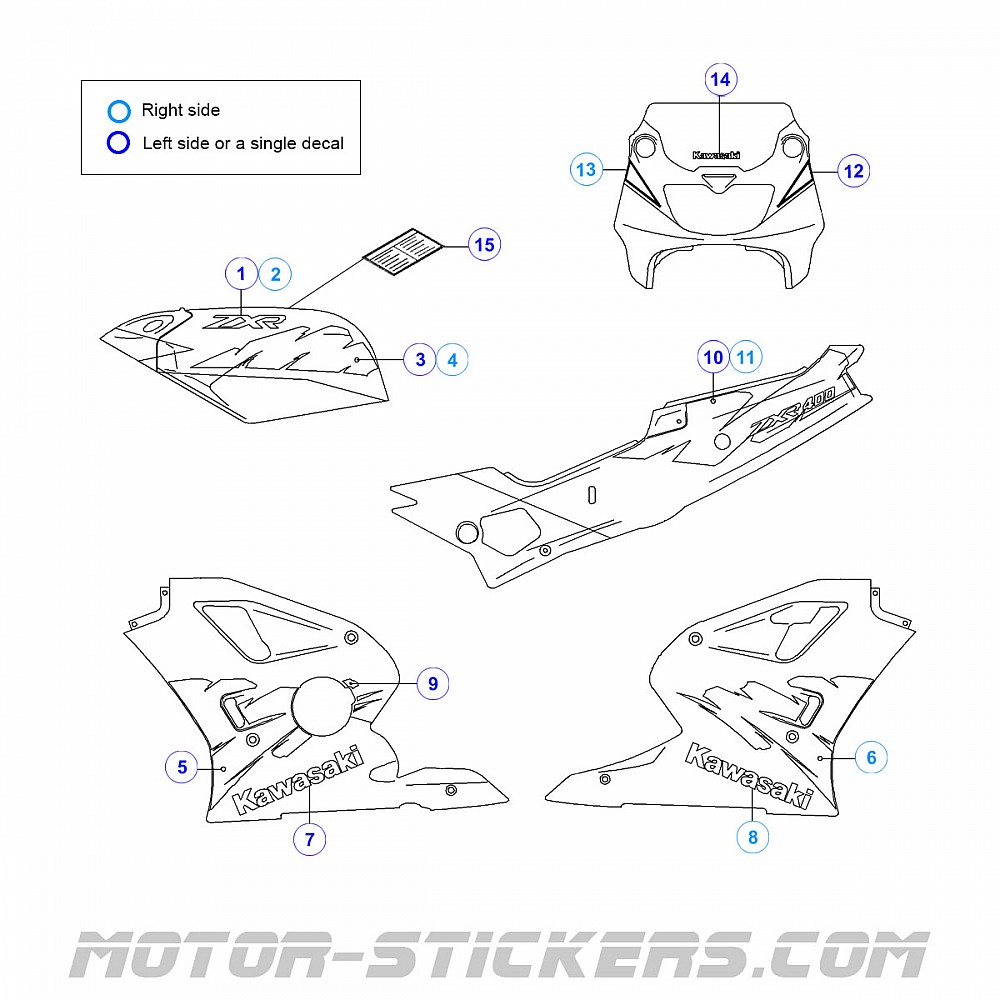 Kawasaki ZXR 400 1994 decals