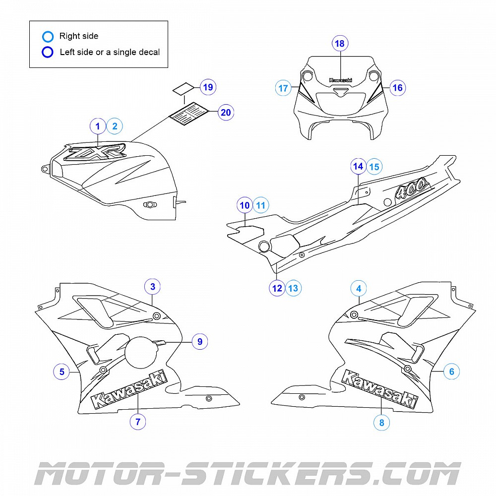 Kawasaki ZXR 400 1995-1999 decals