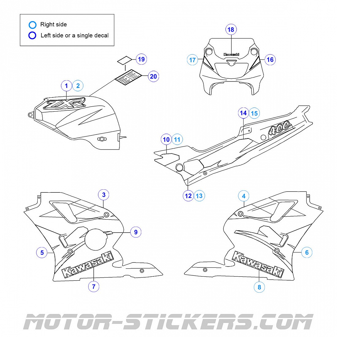 Kawasaki ZXR 400 1995-1999 decals