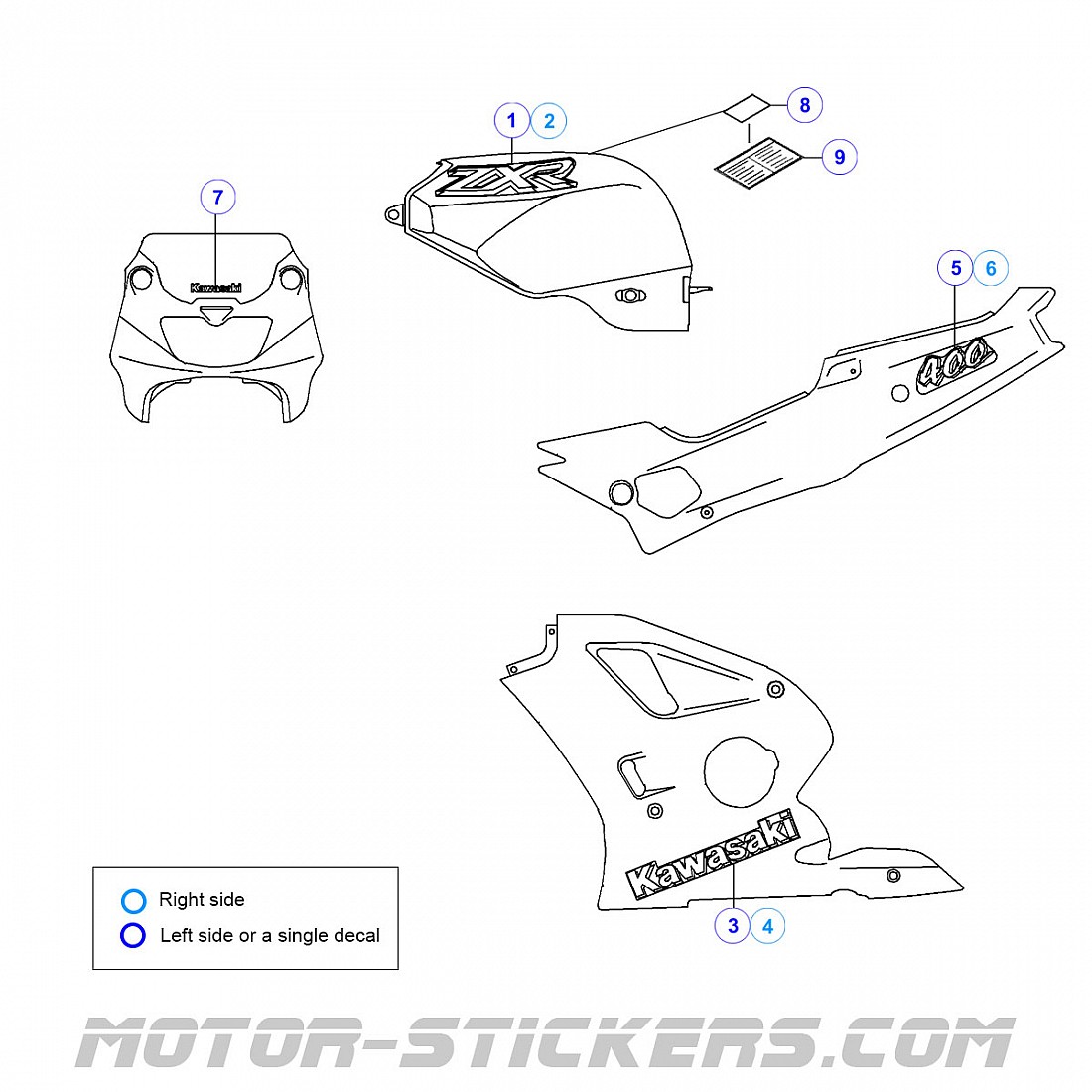 Kawasaki ZXR 400 1998-1999 decals