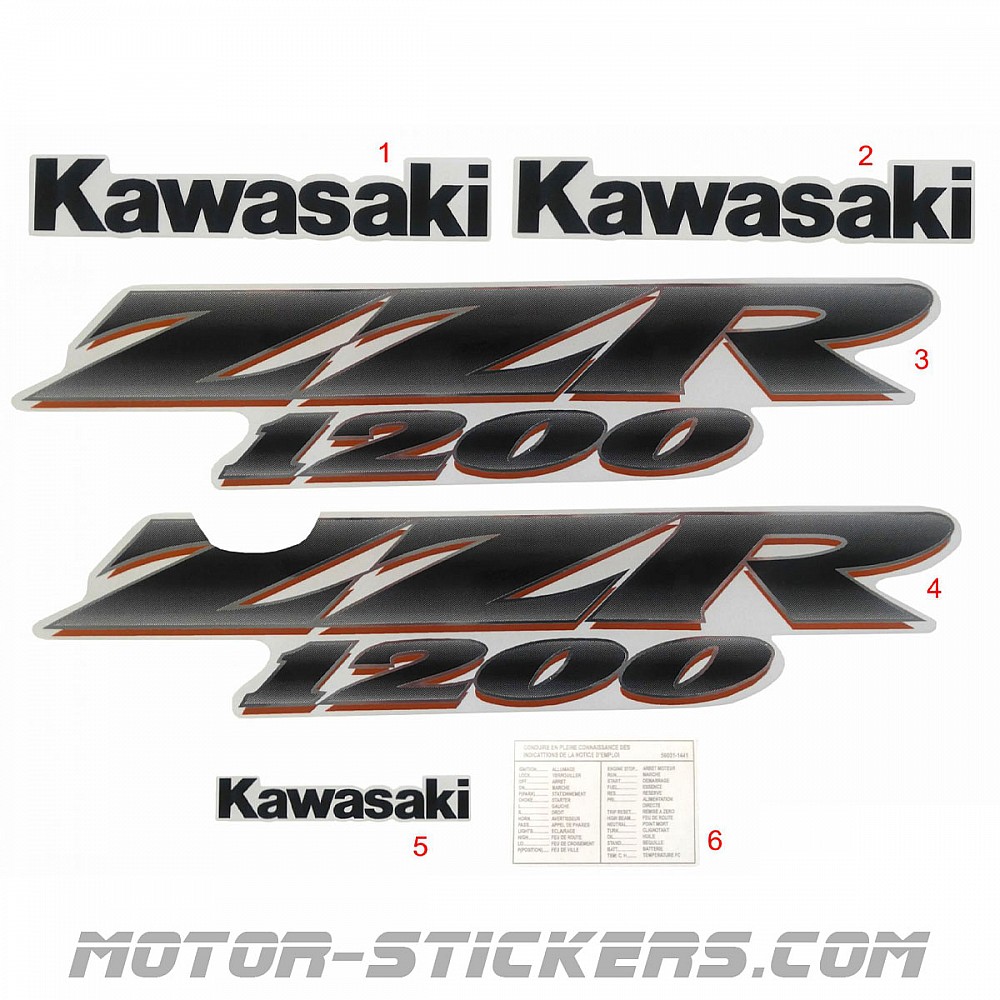 Kawasaki ZZR 1200 '02-2006 decals