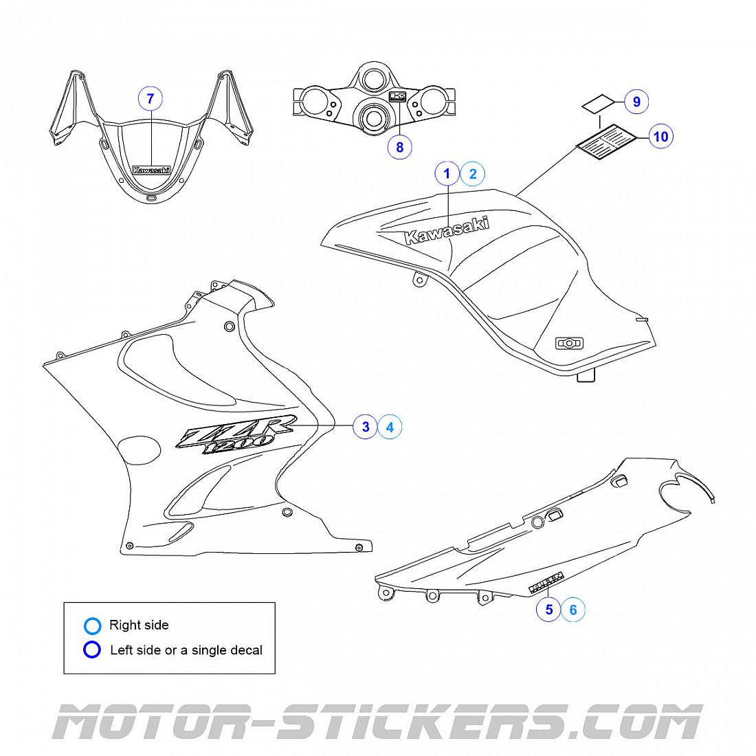Kawasaki ZZR 1200 2005 decals