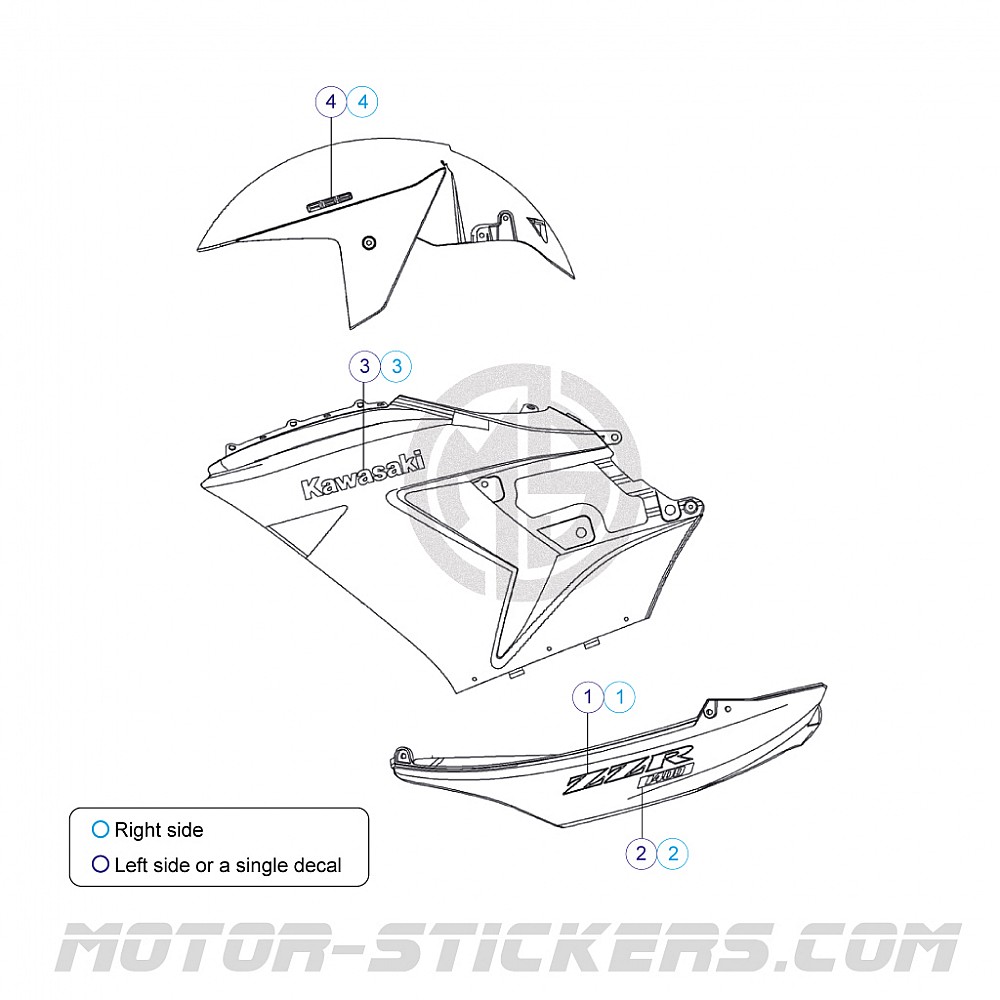 Kawasaki ZZR 1400 ZX-14 2008 decals