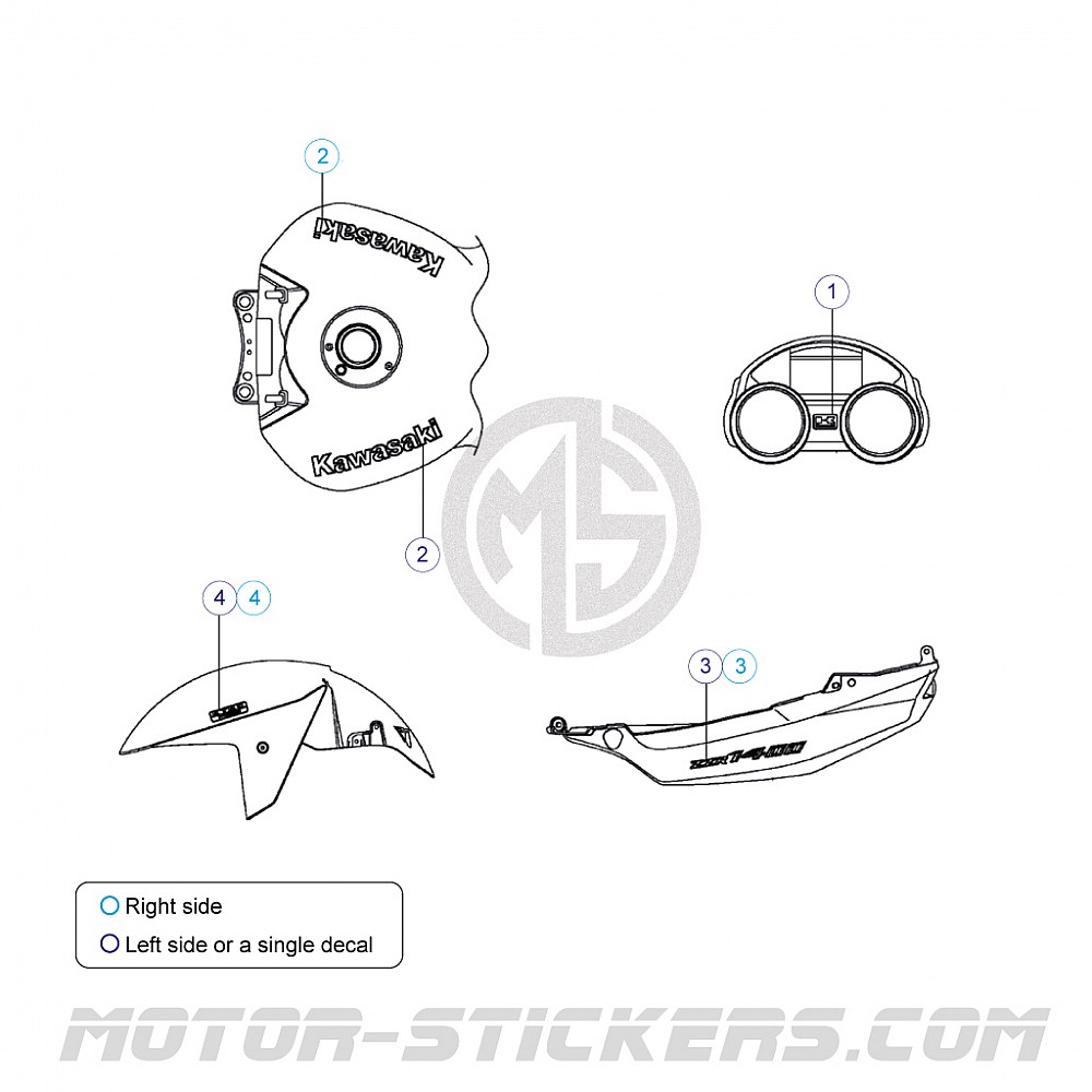 Kawasaki ZZR 1400 ZX-14 2012 decals