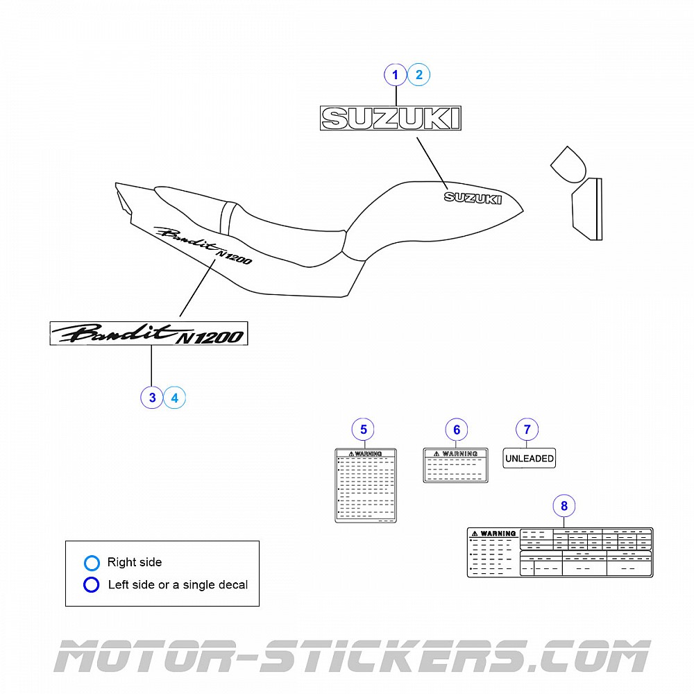 Suzuki GSF 1200N Bandit 1995-2000 decals